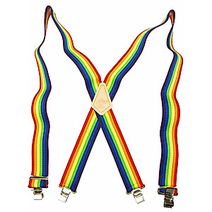 RAINBOW - USA MADE CUSTOM SUSPENDERS - 2" WIDE - STRONG METAL CLIPS - 02100