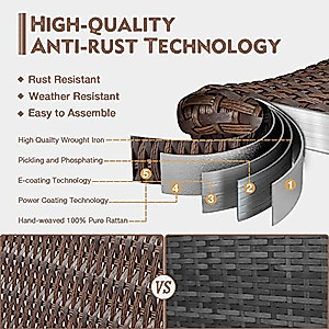 EROMMY Patio Wicker Swivel Chair Set of 2, Heavy Duty Outdoor Dining Chair with 23.5'' High Back, Extra-Large Water-Fall Seat, Rattan Porch Chair Gentle Rocker for Outside, Garden, Backyard, 4 PCS