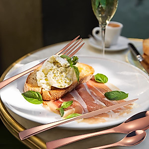 MURRI&MURRDI 7 Pieces Reusable Utensils Set with Case Portable Cutlery Set Stainless Steel Travel Utensils Including Knife Fork Spoon Chopsticks Straws Brush,Dishwasher Safe(7 Rose golden)