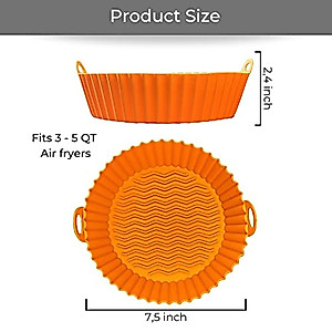 JUNPED Silicone Air Fryer Liner | 3 -Pack Reusable Silicone Basket To Cover Airfryer | 7,5 Inch Baking Tray Accessories For Oven Microwave | Food Safe Stress-Free Cleaning Inserts | Fits 3-5 Qt