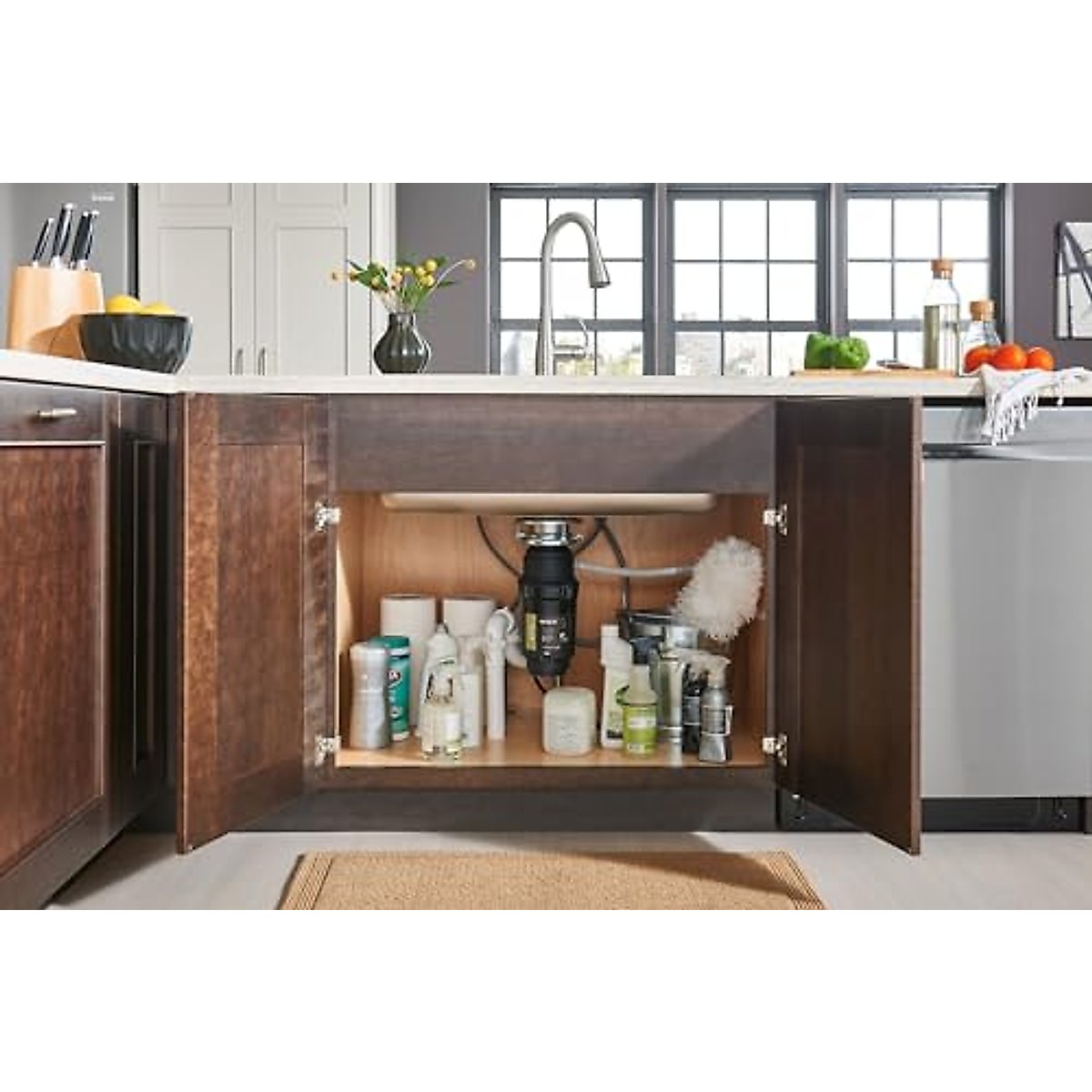 Moen Prep Series Disposer 1/2 Horsepower Continuous Feed Garbage Disposal featuring Fast Track Technology, Power Cord Included, GT50C