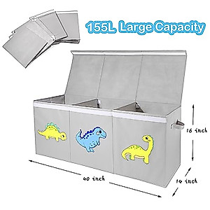 WOMRICH Extra Large Toy Box Chest, Toy Box for Boys Girls Kids, Collapsible Toy Bin with Flip-Top Lid and Handles, Sturdy Toy Organizers and Storage for Nursery Room, Playroom and Closet