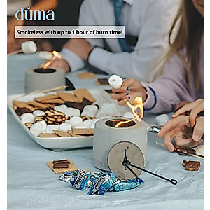 Duma Pit - Tabletop Fire Pit with 20+ Ideas Book & Snuffer, Concrete Portable Mini Fireplace, Outdoor Indoor Smores Maker, Ethanol Alcohol Table Top FirePit, Garden & Patio Decor