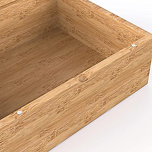 ALIVE CENTRAL Bamboo Wooden Box with Hinged Lid - Natural Keepsake Wood Box for Storage with Magnetic Lid - 10x8x4 inches