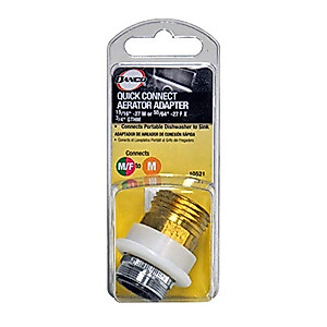 DANCO Dishwasher Snap Coupling Adapter, 15/16 in.-27M or 55/64 in.-27F x 3/4 in. GHTM, Brass (10521), Brass/Antique Brass
