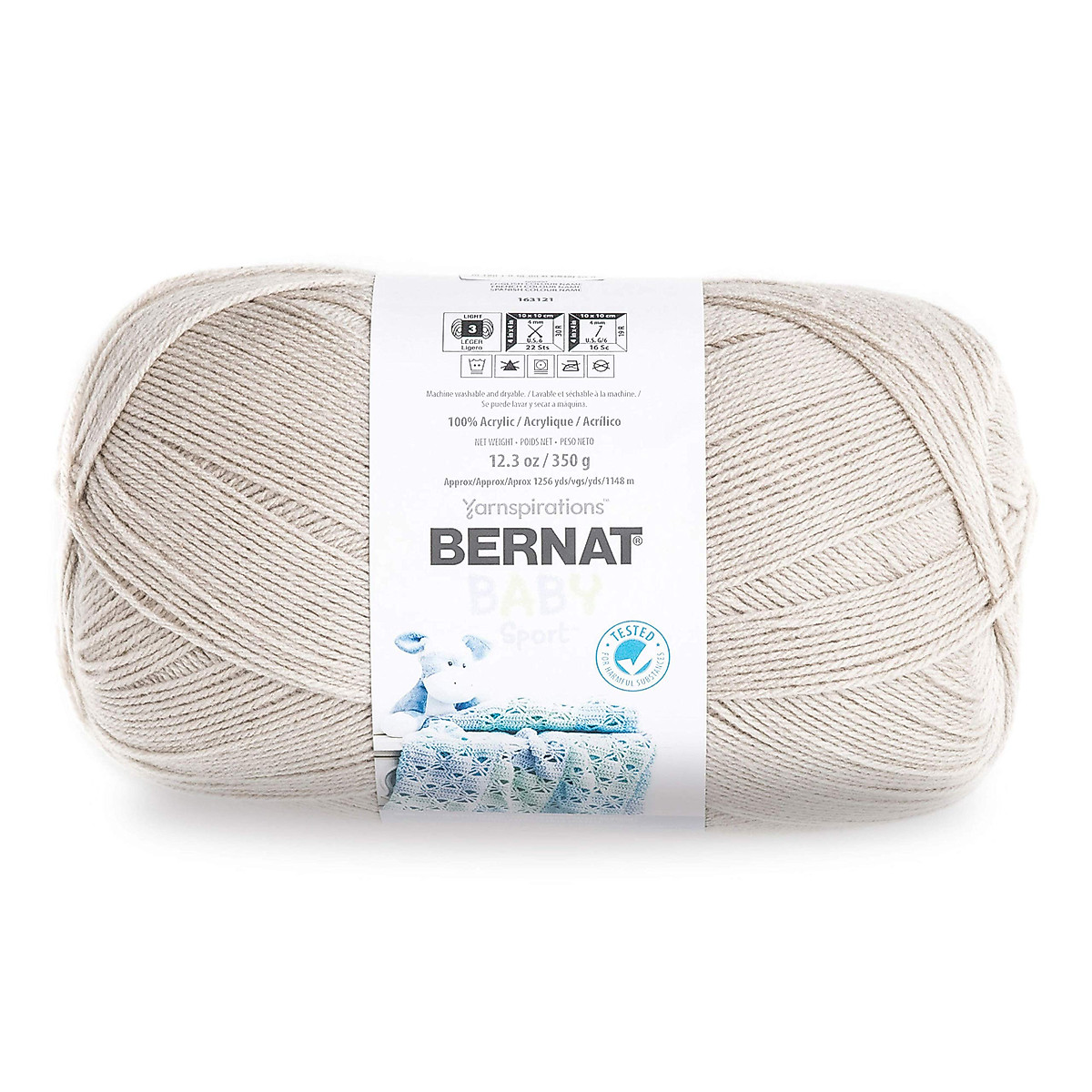Bernat Baby Big Ball Sport Yarn, 12.3 oz, Gauge 3 Light, 100% Acrylic, Baby Taupe