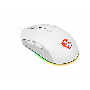 MSI Clutch GM11 White Gaming Mouse, 5000 DPI, 10M Omron Switches, Optical Sensor, Symmetrical Ergonomic Design, RGB Mystic Light Compatible,Black