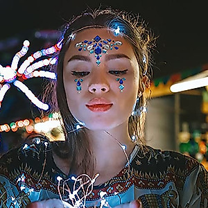 Halloween Face jewels festival Women Mermaid Face Gems Glitter 6 Sets Rhinestone Rave Festival Face Jewels,Crystals Face Stickers Eyes Face Body Temporary Tattoos