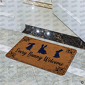 MsMr Funny Door Mat Entrance Floor Mat Every Bunny Welcome Non-Slip Doormat Welcome Mat 23.6 inch by 15.7 inch Machine Washable Non-Woven Fabric