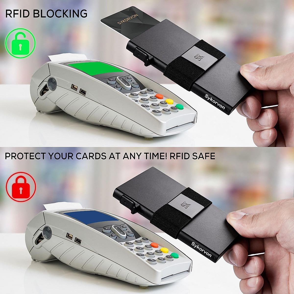 Sykorvon Minimalist Card Holder Wallet for Men, Aluminum Slim Metal Wallet with Money Band, RFID Blocking Pop Up Wallet, Holds 12+ Cards Plus Cash…