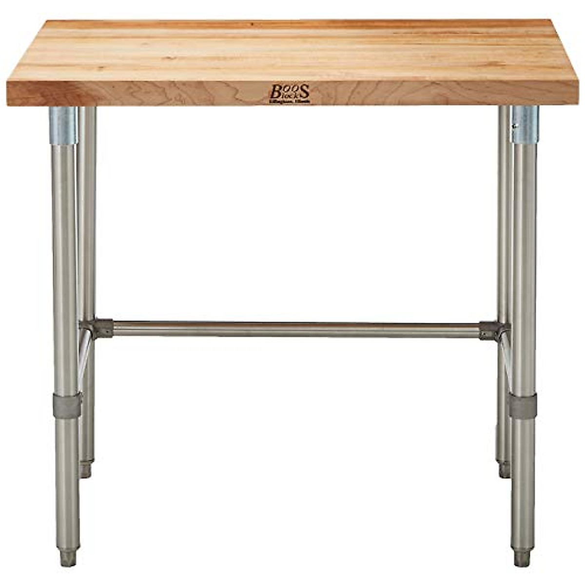 John Boos SNB09 Maple Top Work Table with Stainless Steel Base and Bracing, 60" Long x 30" Wide x 1-3/4" Thick