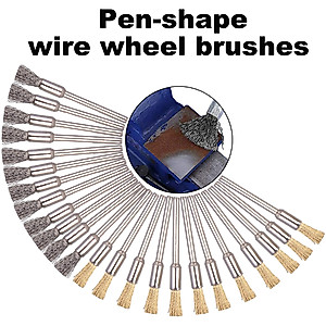 Rocaris 72 Pack Wire Wheel Brushes Set, Brass and Steel Wire Brush Set 1/8" Shank for Rotary Tools Accessories Polish Clean Tools