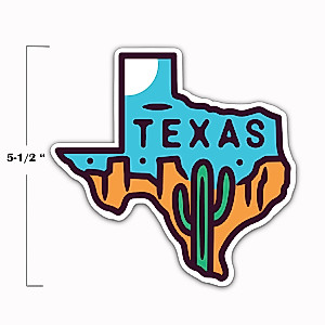 Car Bumper Sticker Magnet Sign - 5x5 in. Refrigerator Tool Box Magnets Texas State Map Southwest Cactus