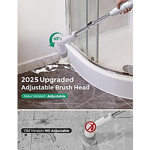 kHelfer Electric Spin Scrubber Kh8, 2024 Upgrade Cordless Shower Scrubber 8 Replacement Head, 1.5H Bathroom Scrubber Dual Speed, Shower Cleaning Brush with Extension Arm for Bathtub Tile Floor