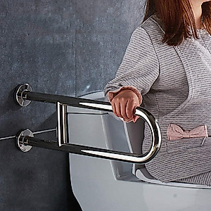 Grab Bars for Bathtubs and Showers, 24" U-shaped Bathroom Grab Bar, 304 Stainless Steel Wall Mount Safety Toilet Handle, Non-slip Balance Bar, Elderly Assist Support Railing, Easy to Grip Safety Showe