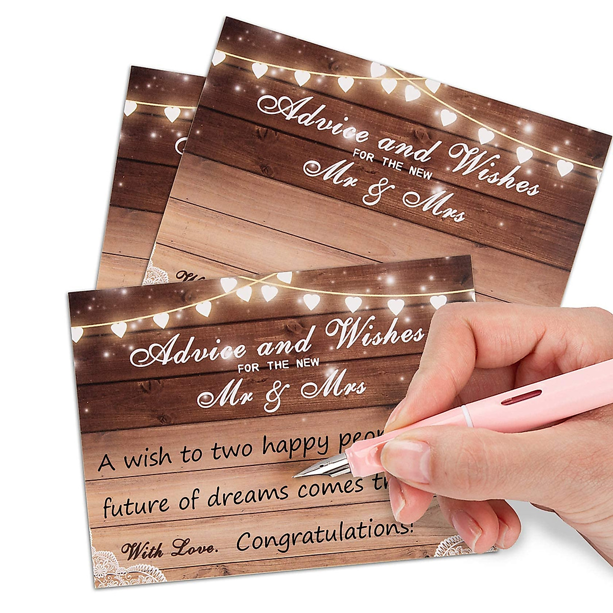 WUWEOT 100 Pack Wedding Advice Cards, Well Wishes Card for Bride and Groom, Rustic 6" x 4.3" Card Stock, Easy to Write on, Lasts Long