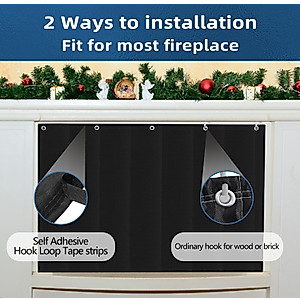 39 x 32 Inch Fireplace Blocker Blanket- Self-Adhesive Fireplace Draft Stoppers for Save Energy- Fireplace Cover with Hook and Loop Tapes Stops Overnight Heat Loss