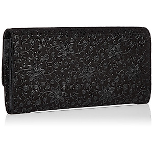 Indenya 2314-01-169 Long Wallet, Bundle Z, Black Deerskin x Black Lacquer, Clematis Pattern