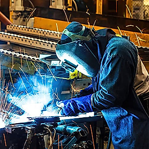 ATERET Welding Gloves 14 Inch Heat/Fire Resistant Leather Gloves for Mig, Tig, BBQ, Camping, Furnace, Pot, Fireplace (Blue)