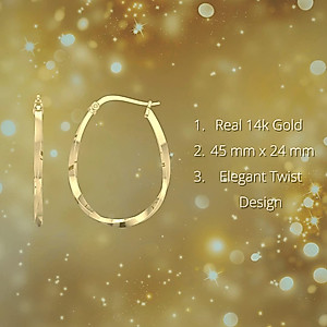 Silver Smile 14 kt Yellow Gold Hoop Earrings For Women| Twisted Gold Hoops Earring Set with Click Clasp Closure|Hypoallergenic | Ideal Gift For Anniversary and Birthday For Her