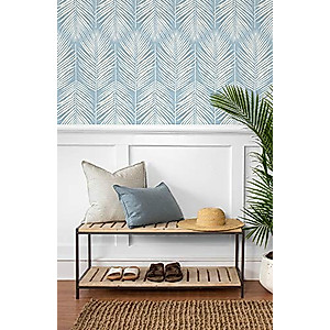 NextWall Palm Silhouette Coastal Peel and Stick Wallpaper (Hampton Blue)