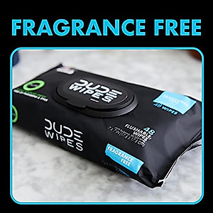 DUDE Wipes Flushable Wipes - 3 Pack, 144 Wipes - Unscented Wet Wipes with Vitamin-E & Aloe for at-Home Use - Septic and Sewer Safe
