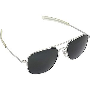 Humvee CampCo Pilot Sunglasses - Polarized Aviator Sunglasses Bayonette, 57mm, Matte Silver Frame, Gray Polarized Lens