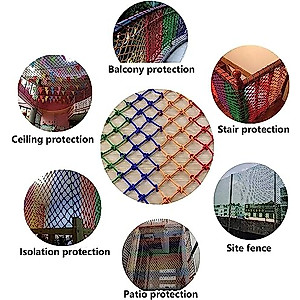 EkiDaz HXRW Rope Net Outdoor Climbing Net Safety Protective Net Colorful Climbing Cargo Net Kids Pet Protection Fence Decoration Playground Sets for Backyards (Size : 1 * 1m(3.3 * 3.3ft))