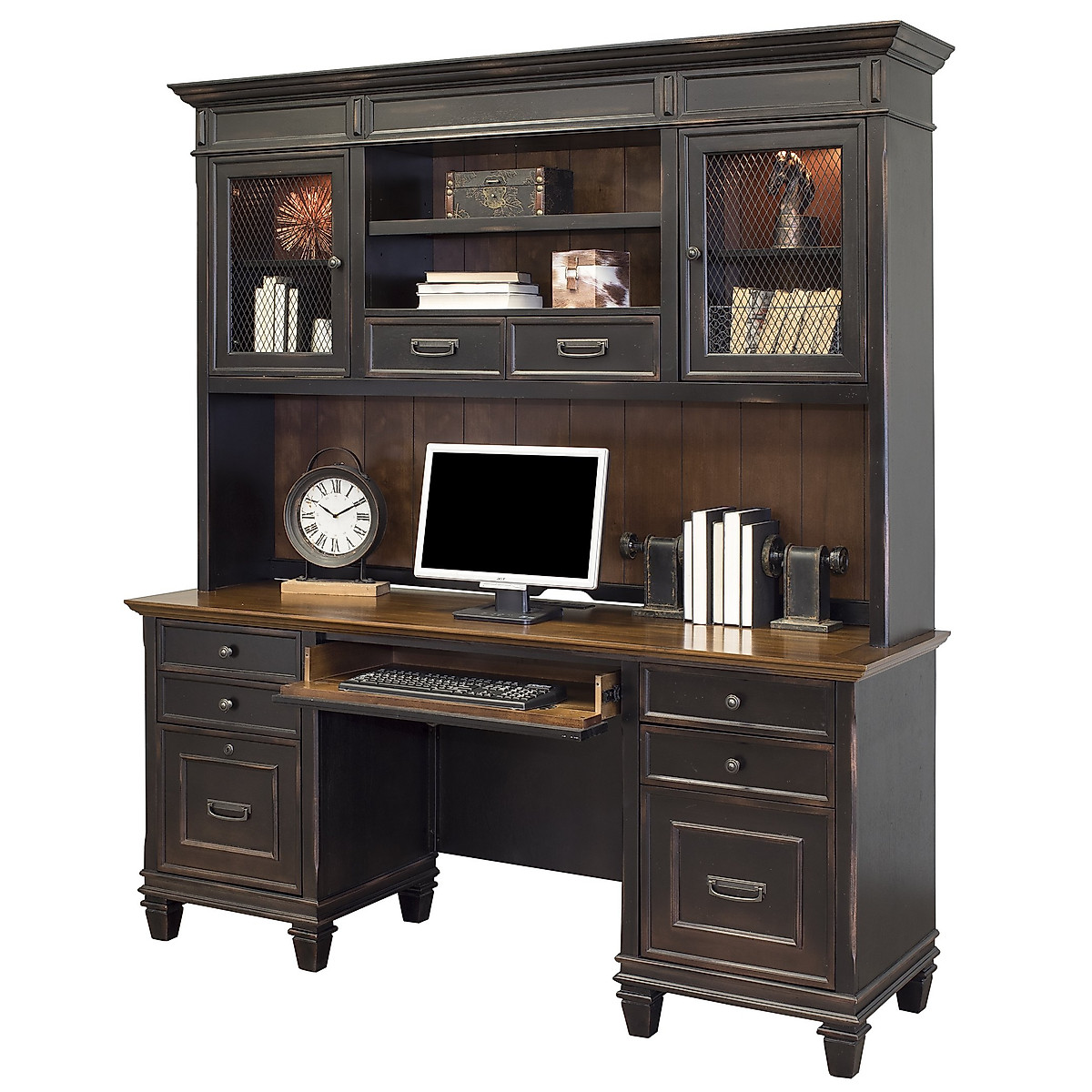 Martin Furniture Hartford Hutch, Brown - Fully Assembled