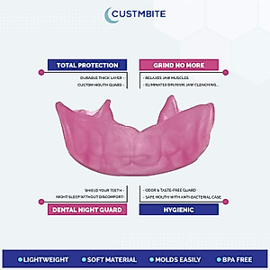 CustMbite Nightguard, Pink (2 Pack) - Made in USA - Night Guard for Teeth Grinding