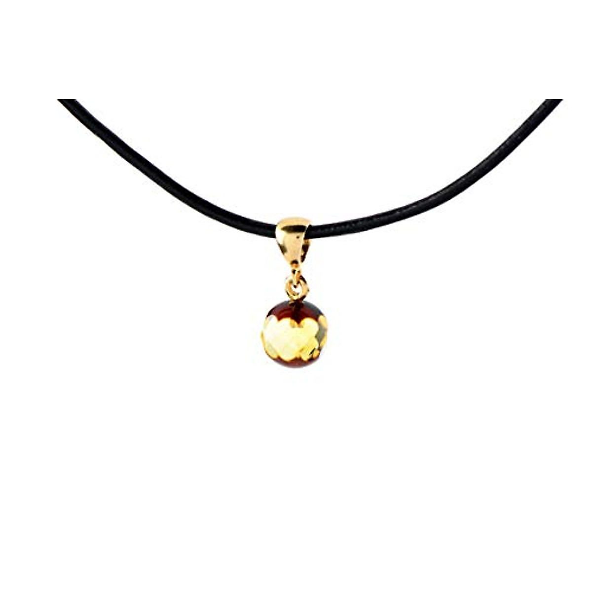 AmberJewelry Genuine Green Baltic Amber Bead Pendant, Small Faceted Green Baltic Amber Pendant Green Baltic Amber Gold Plated 925 Sterling Silver Charm Pendant handcrafted in Baltic Region