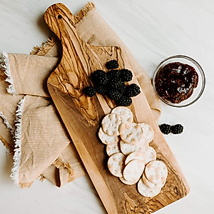 Thirteen Chefs Tramanto Wooden Cheese Serving Board, 17 Inch Long Olive Wood Food Platter
