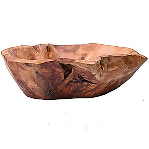 Wood bowl(12"-14"),Handmade Natural Root Carving Bowl Fruit Salad Bowl Creative Wooden Bowl