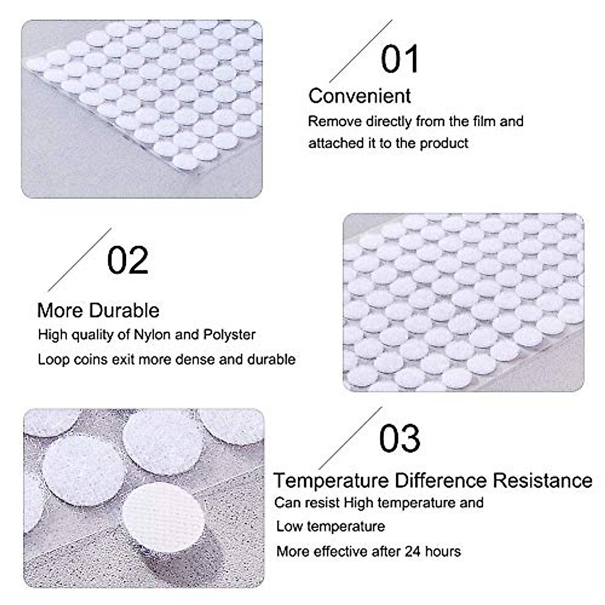 1600Pcs Sticky Back Coins 10mm/0.39” Diameter Hook & Loop Self Adhesive Dots Tapes (800 Sets) - Gtlzlz