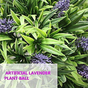 DOITOOL 2pcs Artificial Topiary Lavender Ball Fake Plant Topiary Ball Lavender Decorative Hanging Balls Round Ornaments Balls for Courtyard Garden Gate Balcony Wedding and Home Decoration 20cm