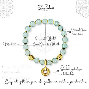 ZenBless Jade Bracelet Feng Shui Bracelet for Women 18k Gold Plated Sanskrit Pendant Yoga Mala Beads Good Luck Friendship Bracelets for Women