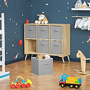 Storage Cubes, 13x13 Cube Storage Bins (6 Pack), Foldable Fabric Storage Cube Basket Bins wiht Dual Handles, Collapsible Storage Bins for Clothes, Toys, Closet, Shelves (Grey)