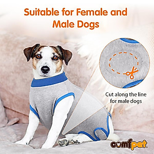 COMFPET Dog Surgery Recovery Suit with Zipper for Male Female, Breathable Dog Onesie for Spay, Neuter, Anti Licking, Skin Conditions, Incontinence, Dog Bodysuit Alternative to Cone E-Collar, Medium