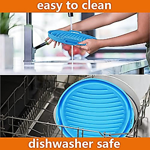 CORKAS Silicone Air Fryer Liners, Multipurpose Reusable Air Fryer Liners with Divider for 4-8.5QT, BPA free, Easy Cleaning & Heat Resistant Pot with Gloves, Oil Brush for Kitchen Microwave, 2-Pack