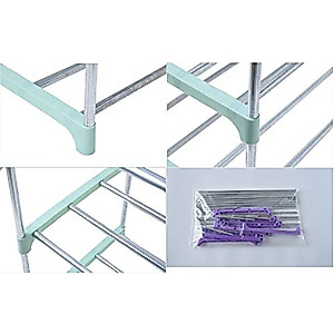 Diligencer Sturdy Plastic Stainless Steel Stackable Assembly Shoe Rack for Home Wall Entryway Over Door Closets Organizer Shoes Rack Ms Men Kids （Pink/Green/Blue）