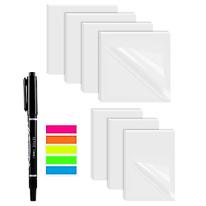 GEAoffice 450 Sheets Transparent Sticky Notes Set - 3x3 inch Clear Sticky Notes Tabs Colorful Self-Adhesive for Book Annotation, See Through Sticky Notes for Tracing, School & Office (9 Pack)