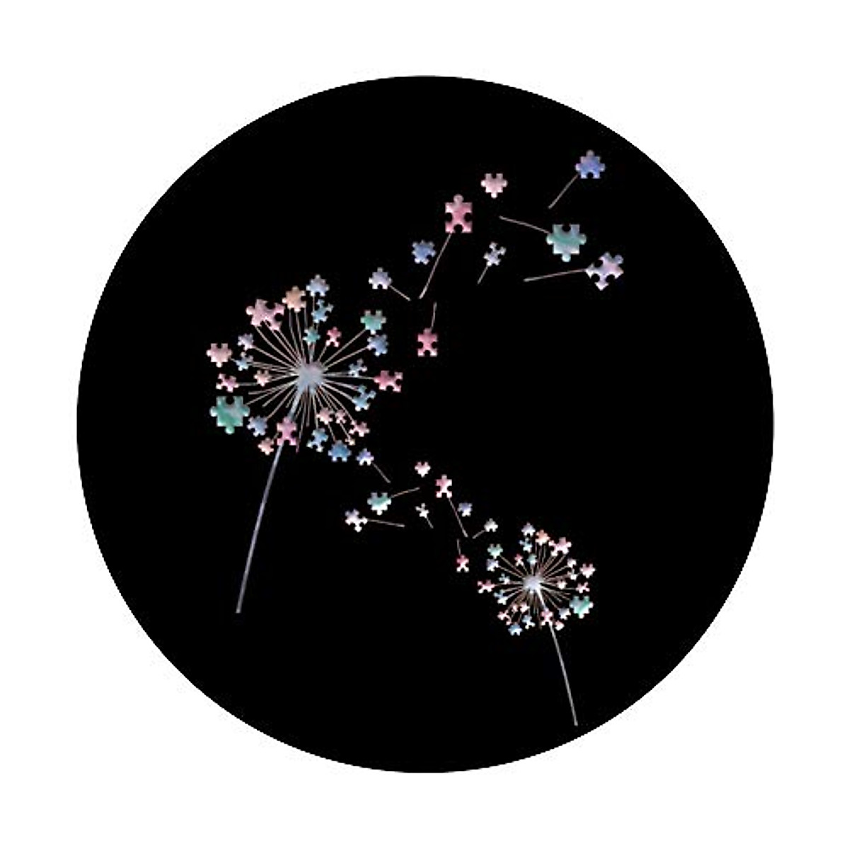 Autism Awareness Watercolor Dandelion Puzzle Pieces PopSockets PopGrip: Swappable Grip for Phones & Tablets