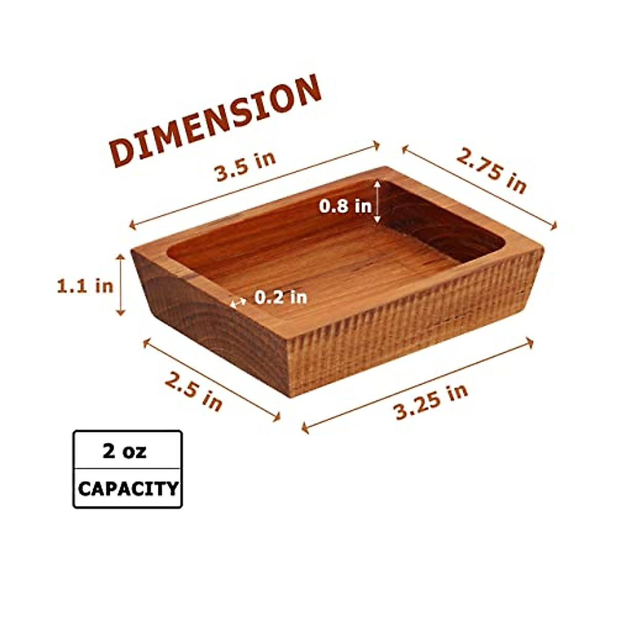 MAKOLO Wooden Soy Sauce Dish Small Dipping Bowls Kitchen Prep Wood Cup for Dip, Condiment, Seasoning, Nuts, Candy, Appetizers, Decoration, Set of 4