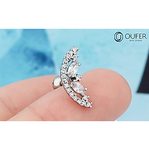 OUFER 16G Helix Piercing Jewelry, 316L Surgical Steel Cartilage Earrings Stud, Clear CZ Tragus Earrings, Conch Lobe Piercing Jewelry for Women Men