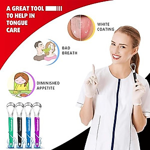 Cbiumpro 4-Pack Tongue Scraper for Adults & Kids, Stainless Steel Tongue Cleaner with Travel Case, Reduce Bad Breath