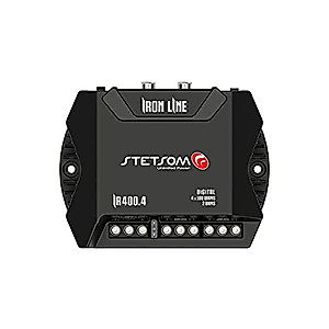 Stetsom IR 400.4 2 Ohms Compact Digital 4 Channels Amplifier, IRON LINE, 400 Watts RMS 400x4, 2Ω Stable, Multichannel Digital Car Audio Amp TS, Full-Range Sound Quality, Crossover