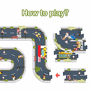 TOOKYLAND City Roads Floor Puzzle - 21pcs - Interactive Street Jigsaw Puzzle, for Kids Ages 3+