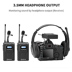 Wireless Lavalier Microphone System for iPhone 11 8 x 7 6 Camera, BOYA Dual-Channel 2 Transmitter & 1 Receiver for DSLR Recorder Samsung Smartphone Youtube Street Interview Facebook Livesteam Vblog