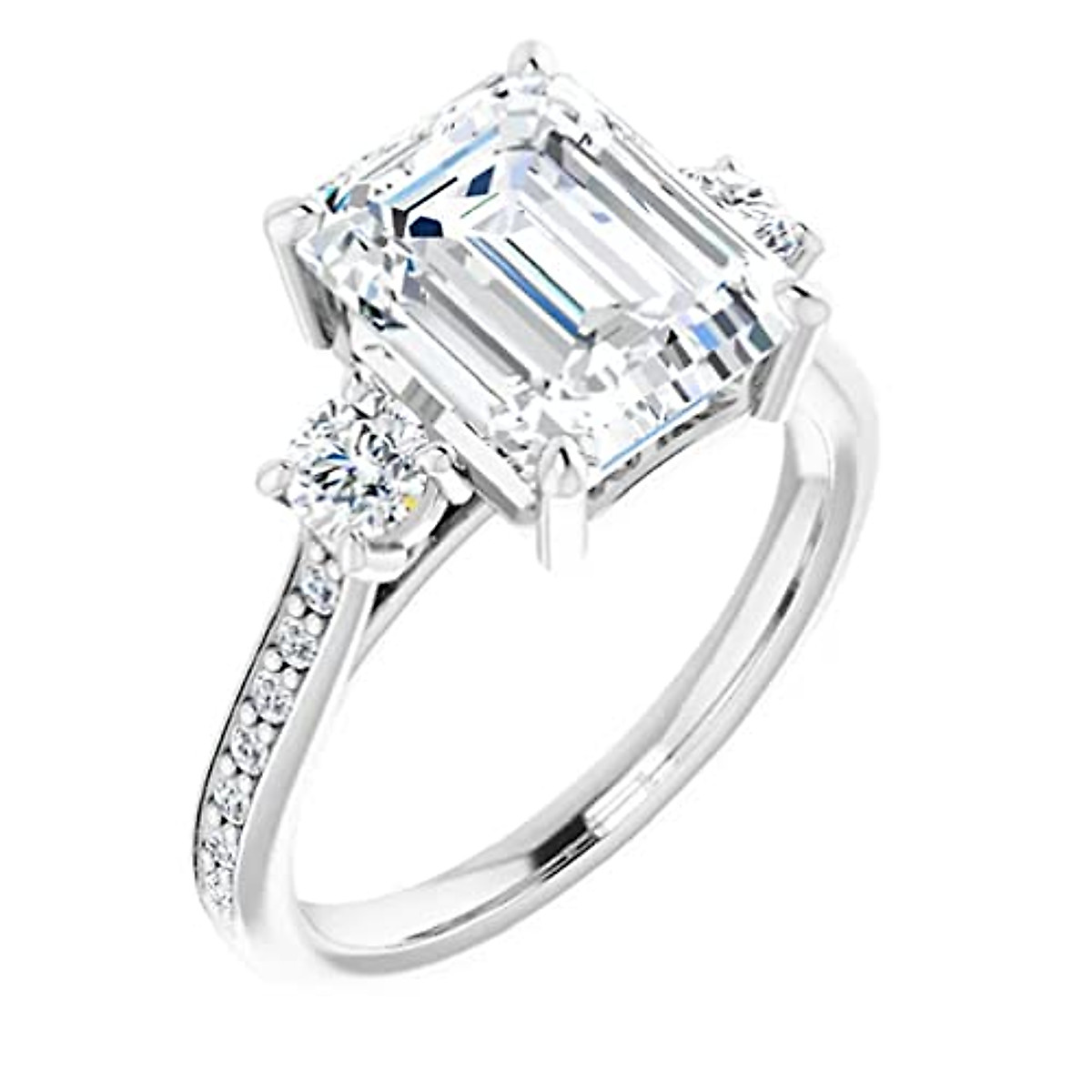 925 Silver, 10K/14K/18K Solid Gold Moissanite Engagement Ring, 3.5 CT Emerald Cut Handmade Solitaire Ring Diamond Wedding Ring for Women/Her, Anniversary Propose Gift, VVS1 Colorless