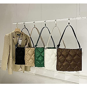 Large Quilted Tote Handbag Down Padding Top-Handle Bag Purse Slouchy Fashion Tote Bag for Women